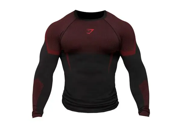 Gymshark Onyx 5.0 Seamless Long Sleeve T-Shirt - Black/Carmine Red